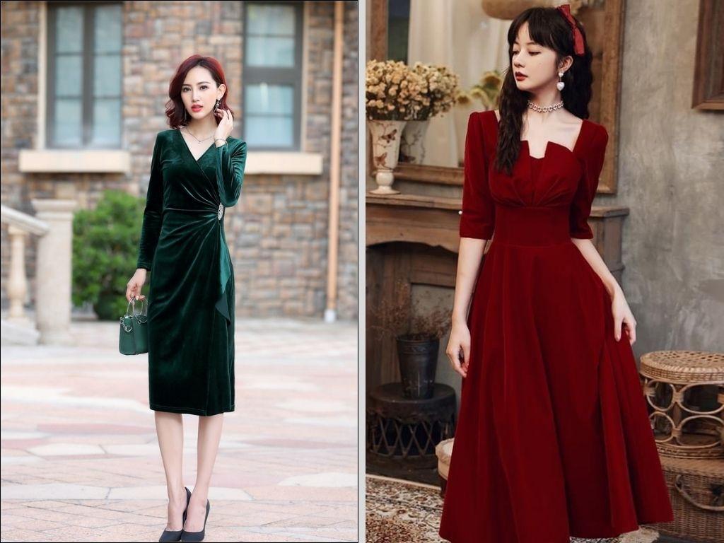 Bí quyết mặc mẫu váy nhung cao cấp: Sang trọng, không già